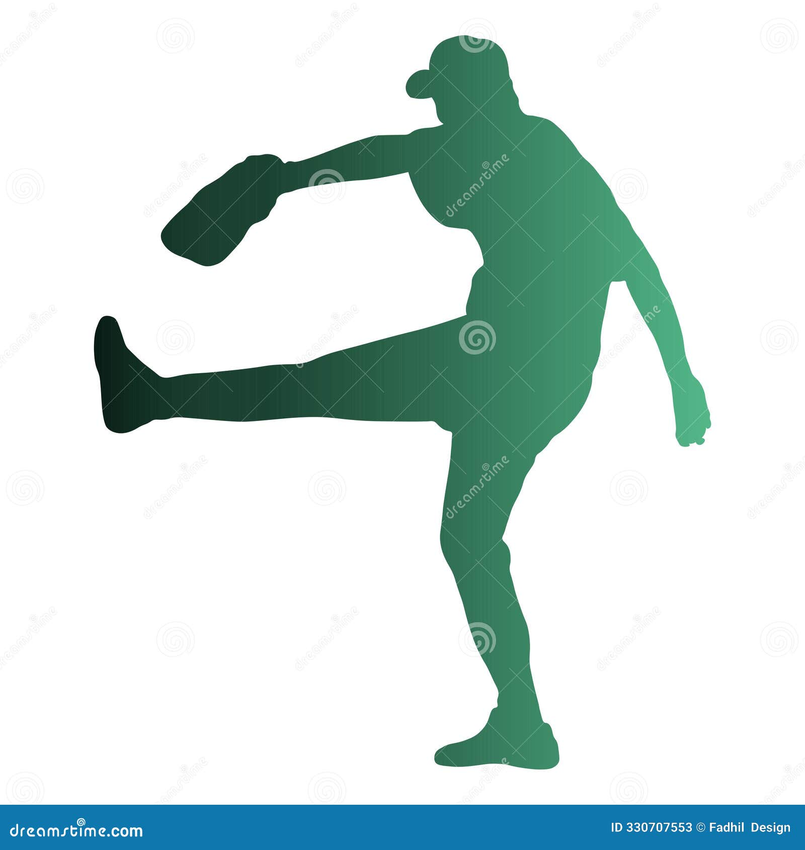 Baseball Man Silhouette with Colorful Cartoon Design. Vector ...