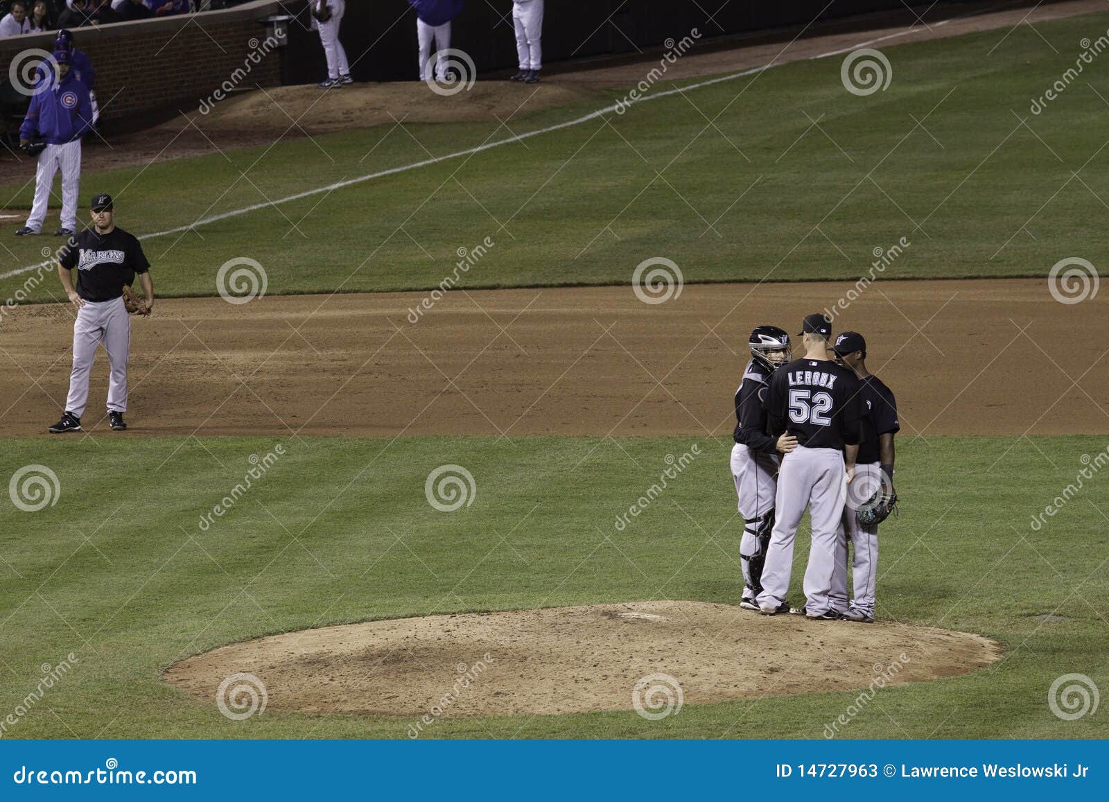 Baseball - Marlins Talk Strategy Editorial Stock Photo - Image of ...