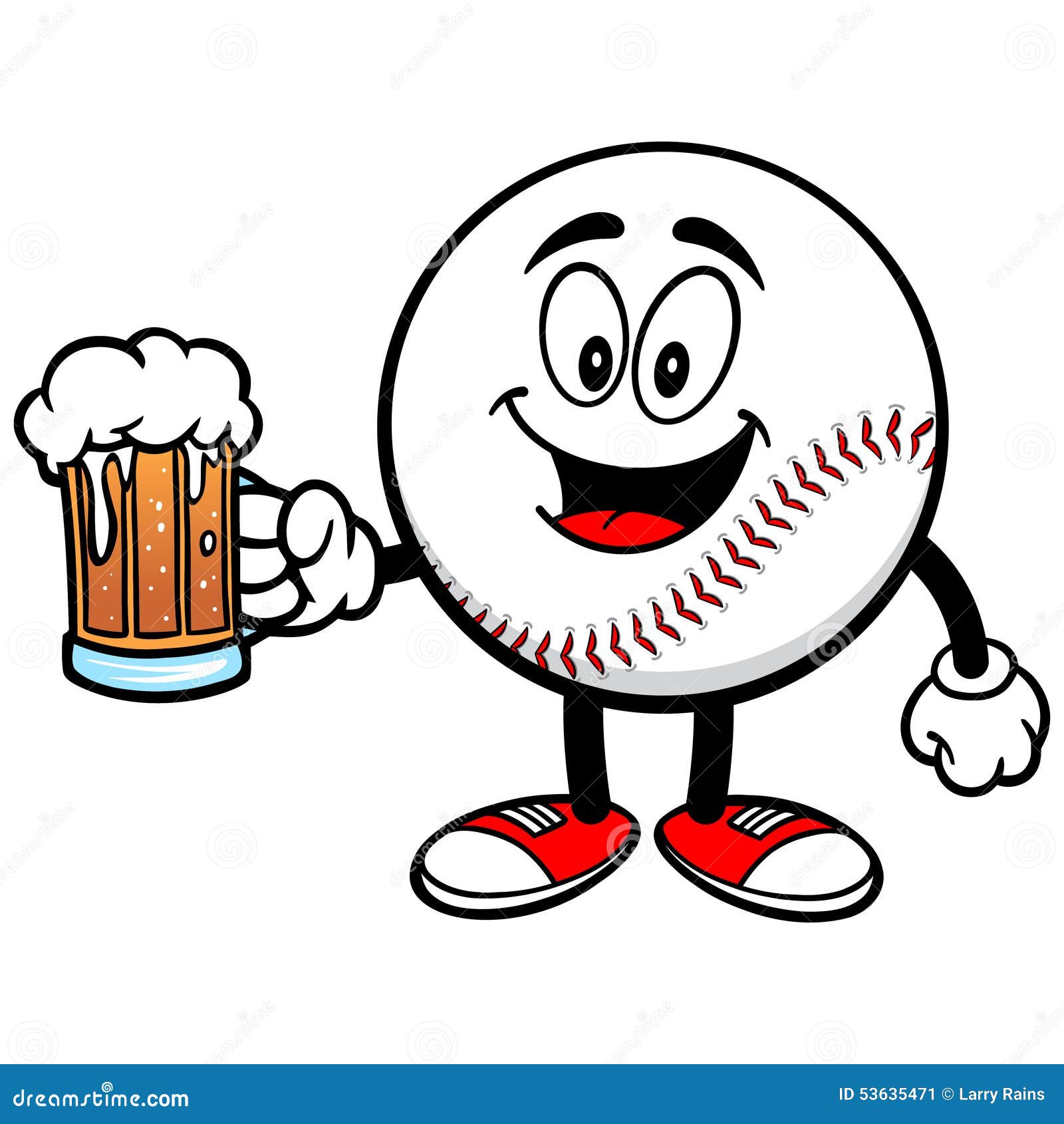 Baseball Mascot with Beer stock vector. Illustration of vector - 53635471