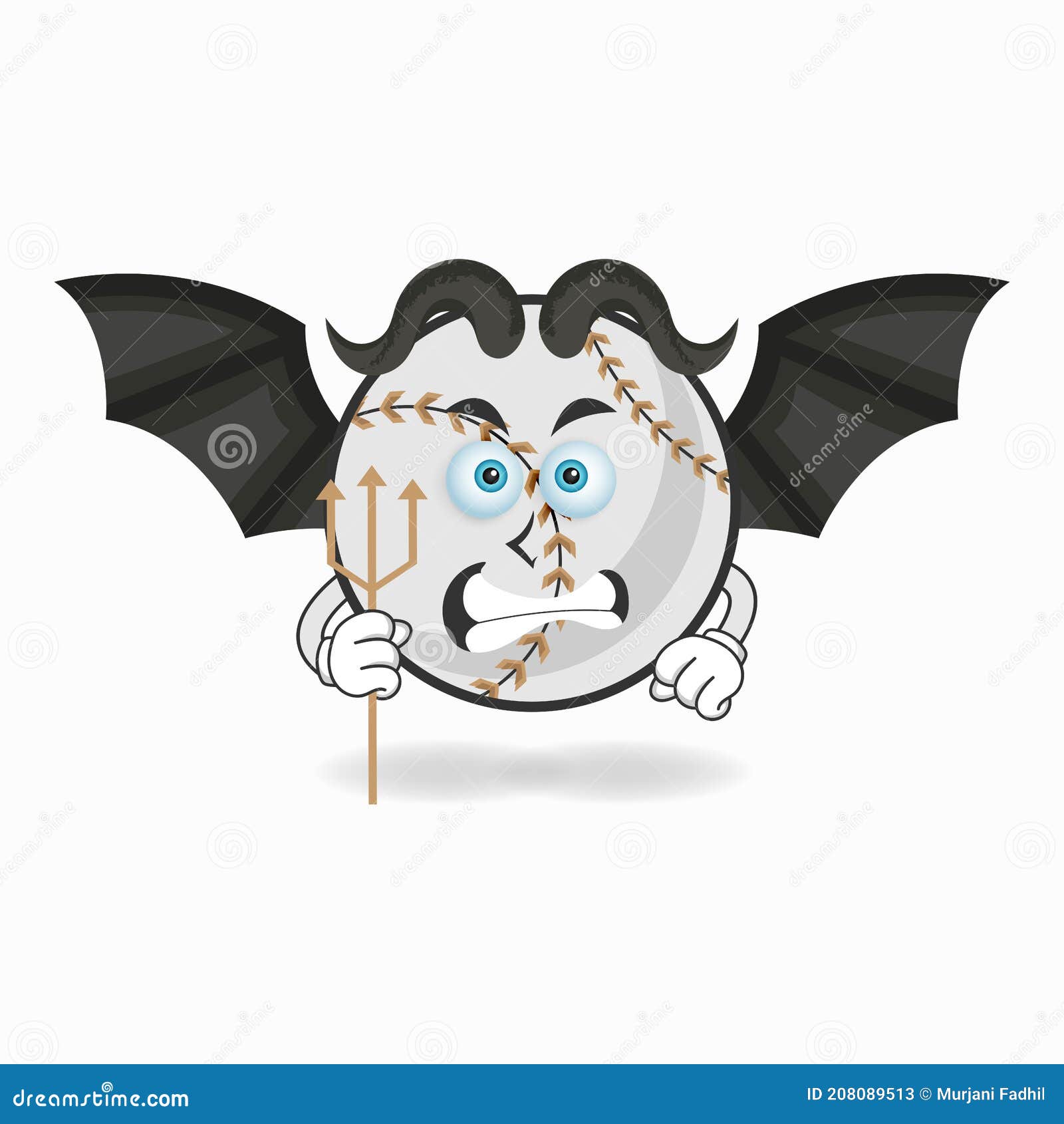 The Baseball Mascot Character Becomes a Devil. Vector Illustration ...