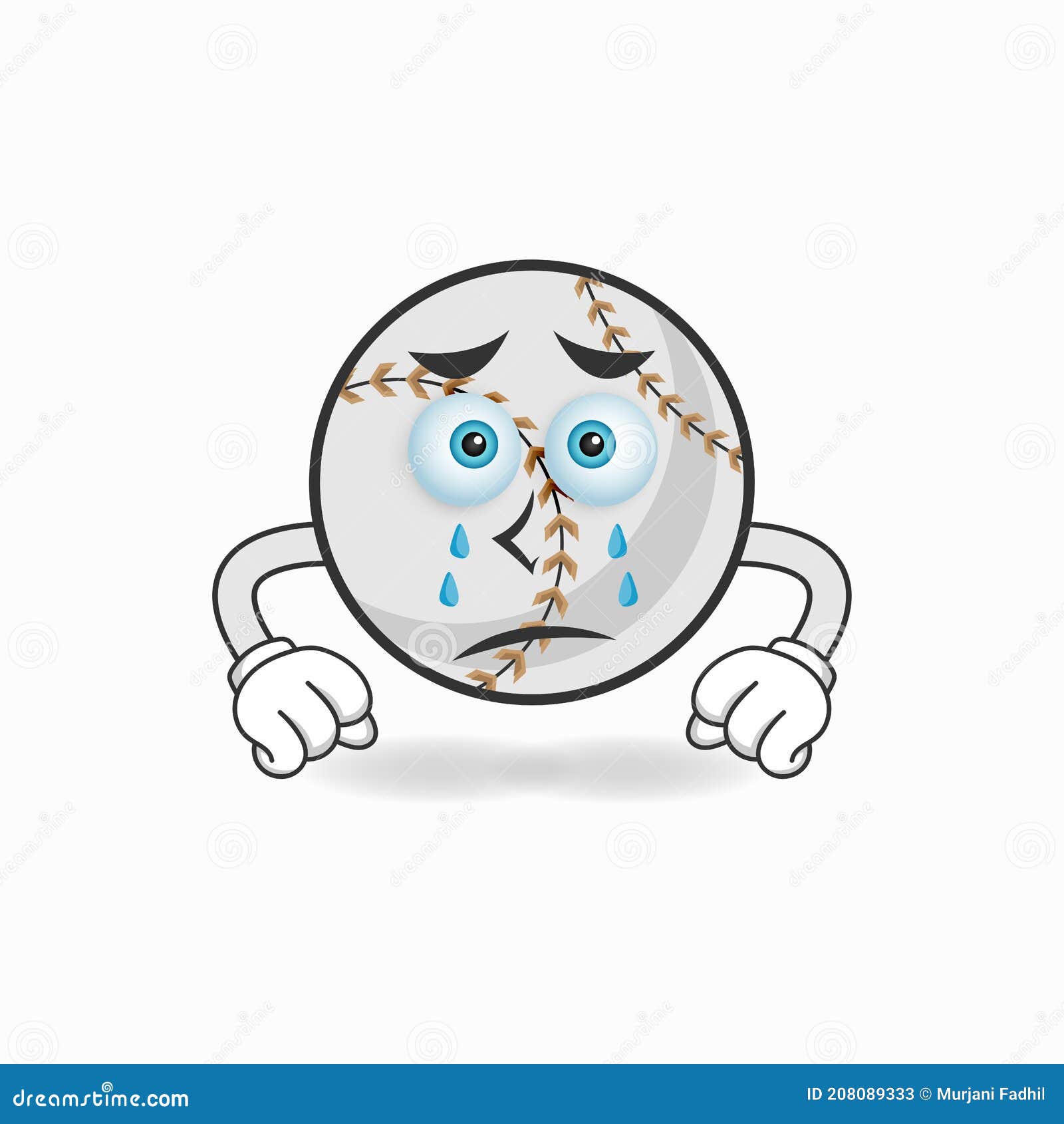 Baseball Mascot Character with Sad Expression. Vector Illustration ...