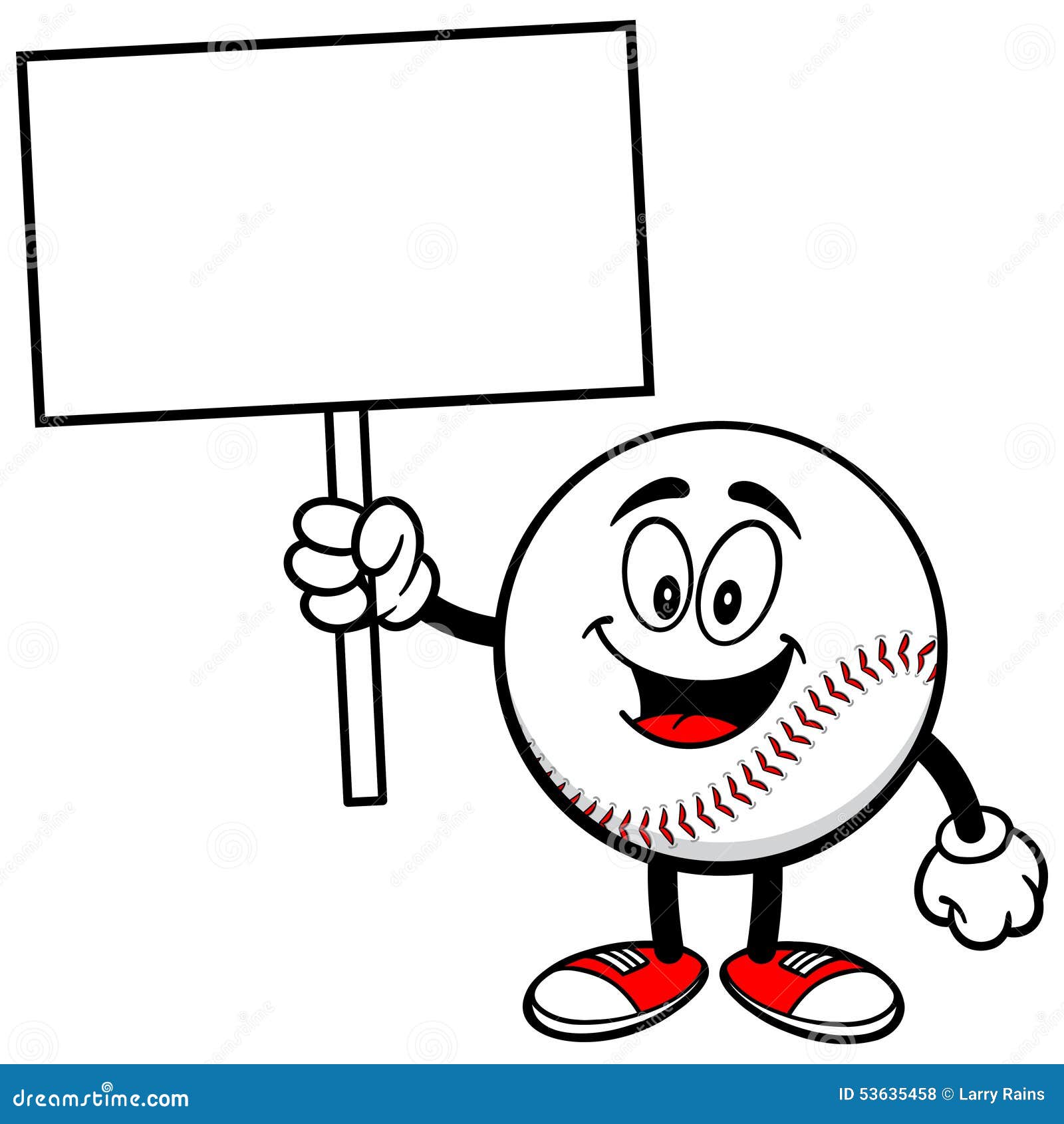 Baseball Mascot with Sign stock vector. Illustration of space - 53635458
