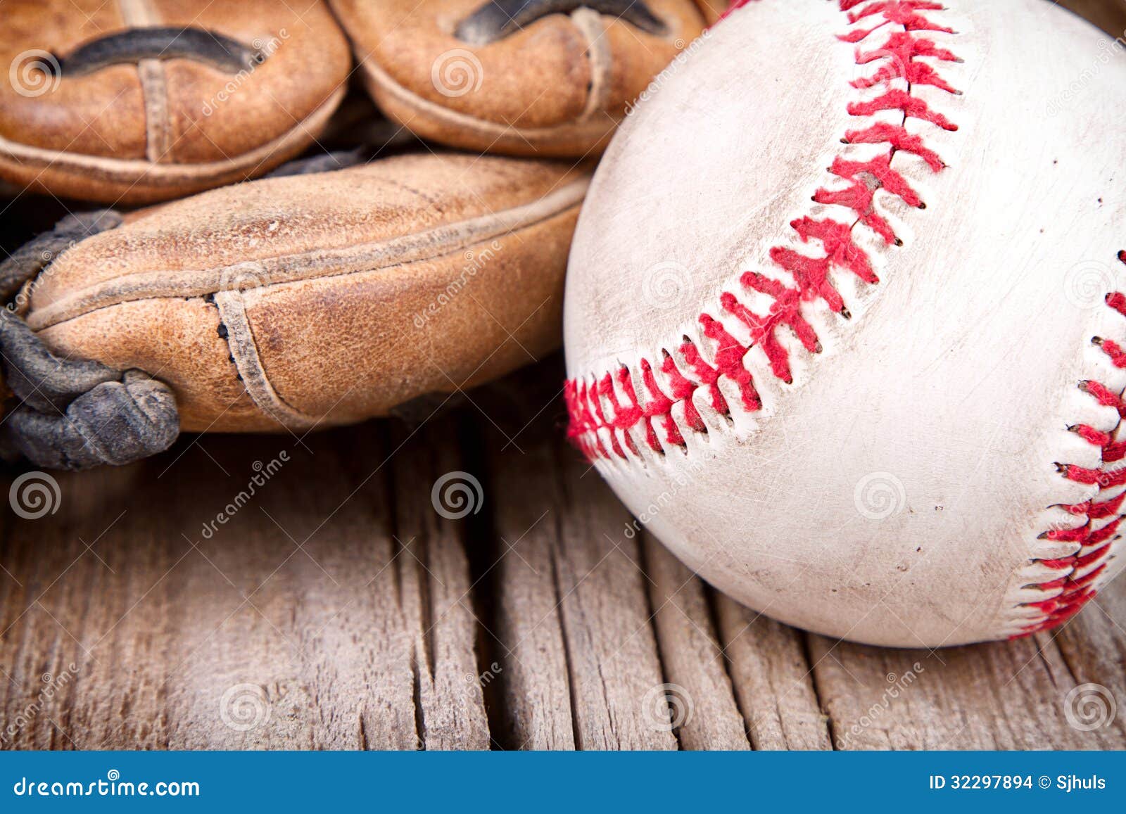 Baseball and Mitt on Wooden Background Stock Photo - Image of ...