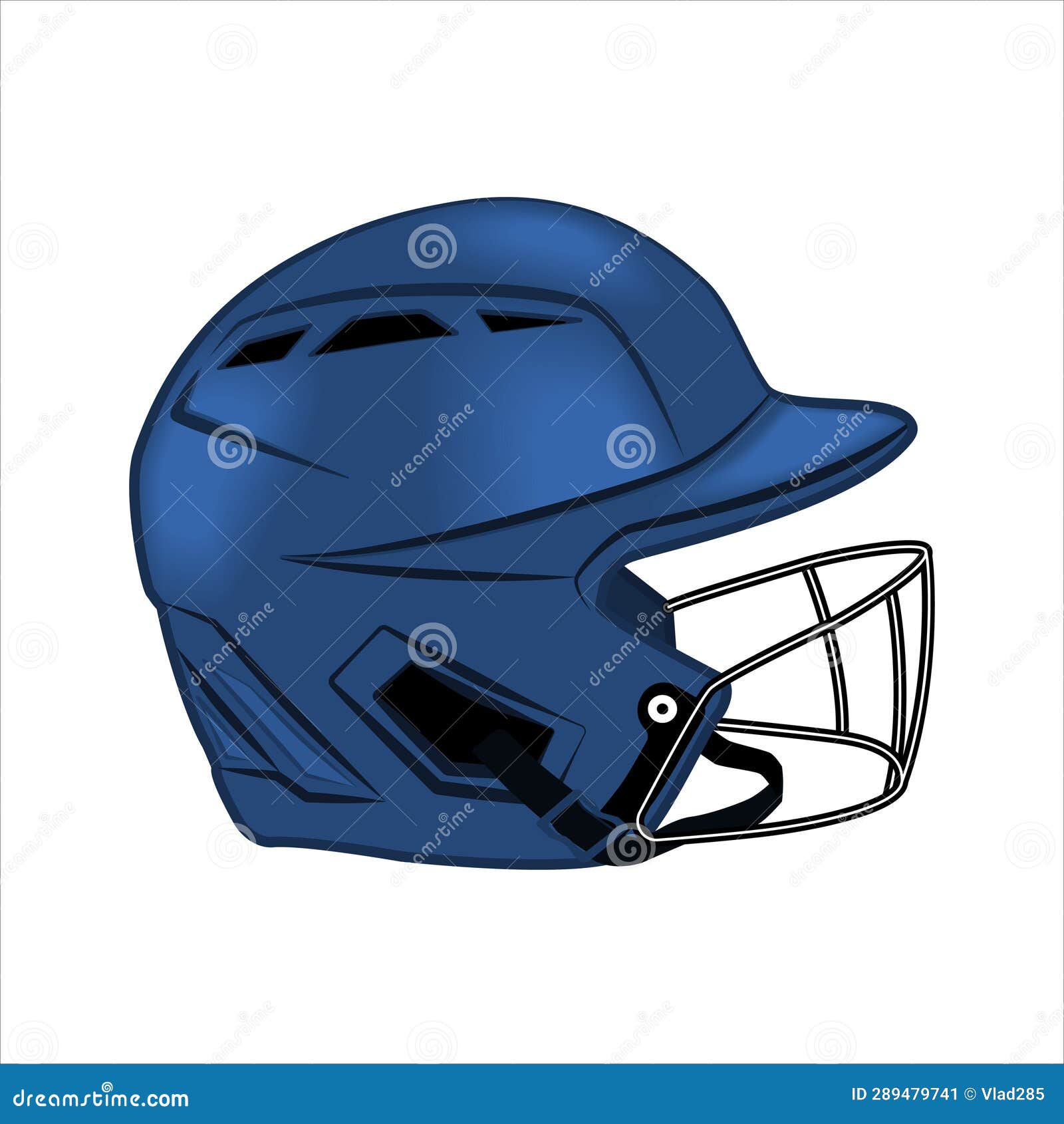 Baseball Helmet Dark Blue. Side View. Stock Illustration - Illustration ...