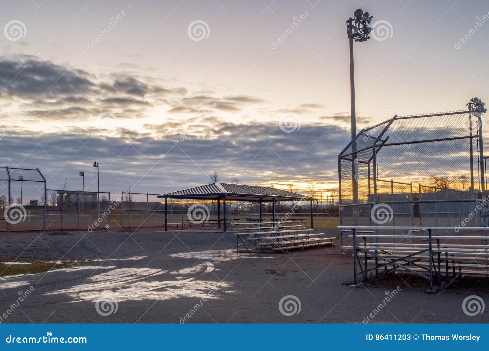 Baseball Park at Dawn stock image. Image of dawn, sunrise - 86411203