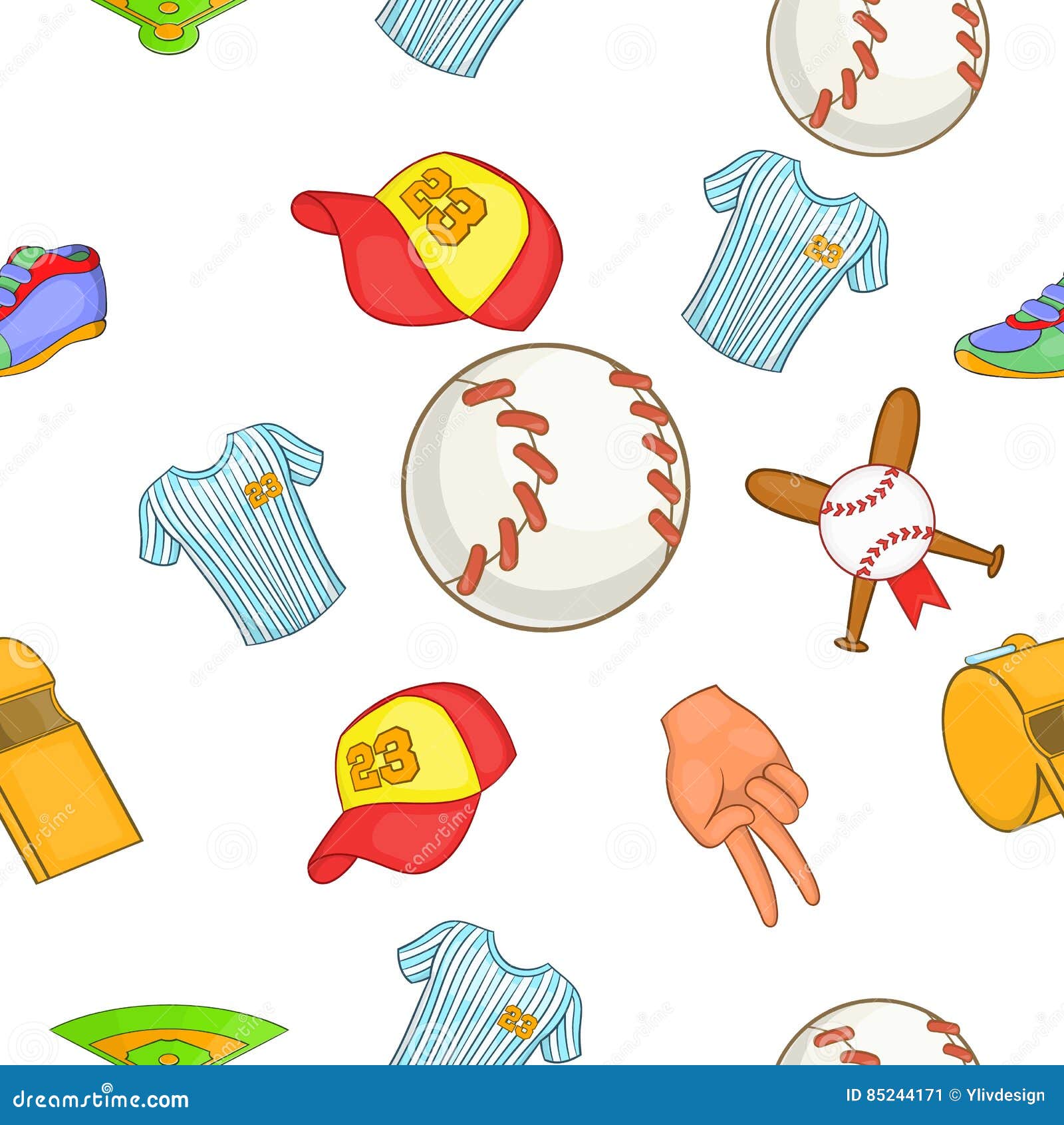 Baseball Pattern, Cartoon Style Stock Vector - Illustration of design ...