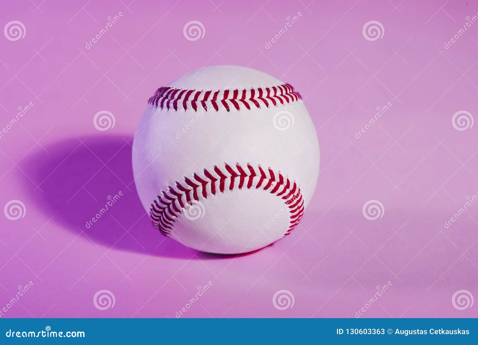 Baseball On A Pink Color Background And Red Stitching Baseball. Stock ...