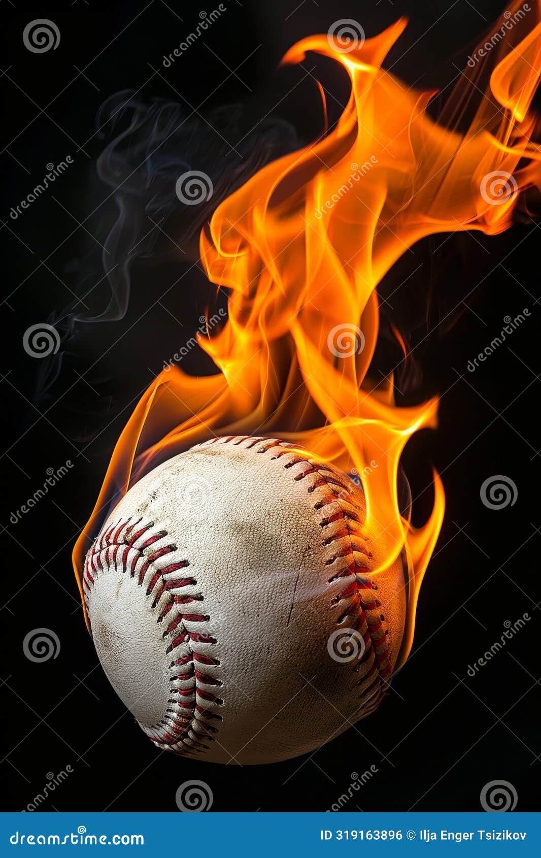 Baseball Pitch at High Speed Causing Fiery Trail Behind for an Intense ...