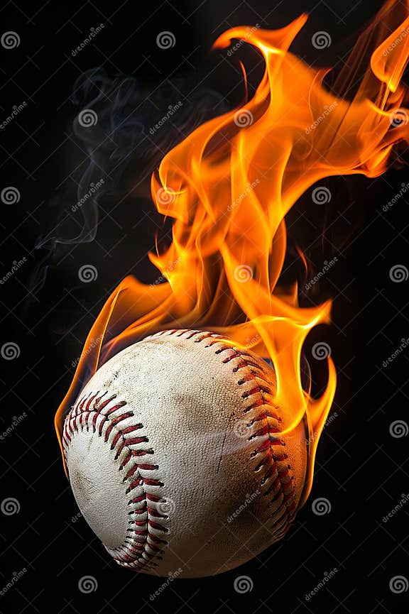 Baseball Pitch at High Speed Causing Fiery Trail Behind for an Intense ...