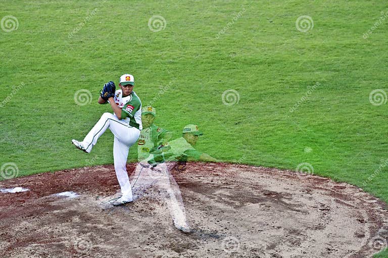 Baseball pitcher in action editorial stock image. Image of pastime ...