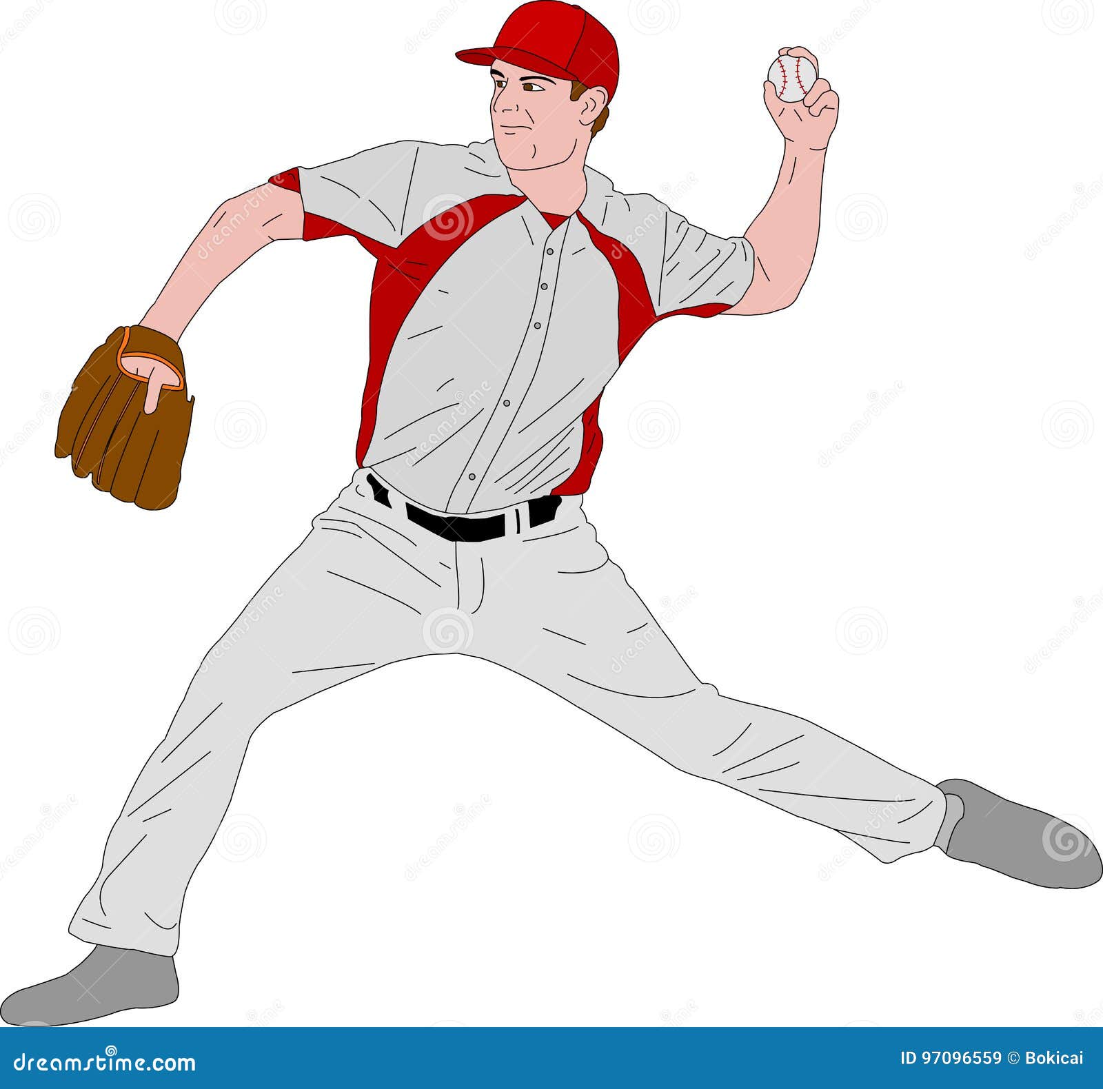 Baseball Pitcher Detailed Illustration Stock Vector - Illustration of ...