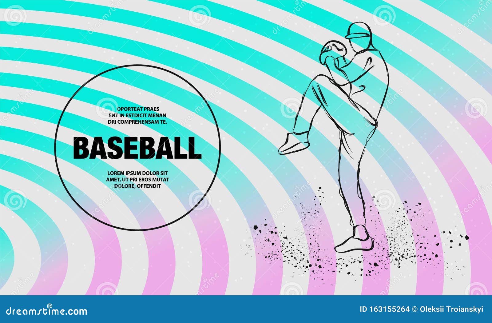 Baseball Pitcher Getting Ready To Throw Ball. Vector Outline of ...