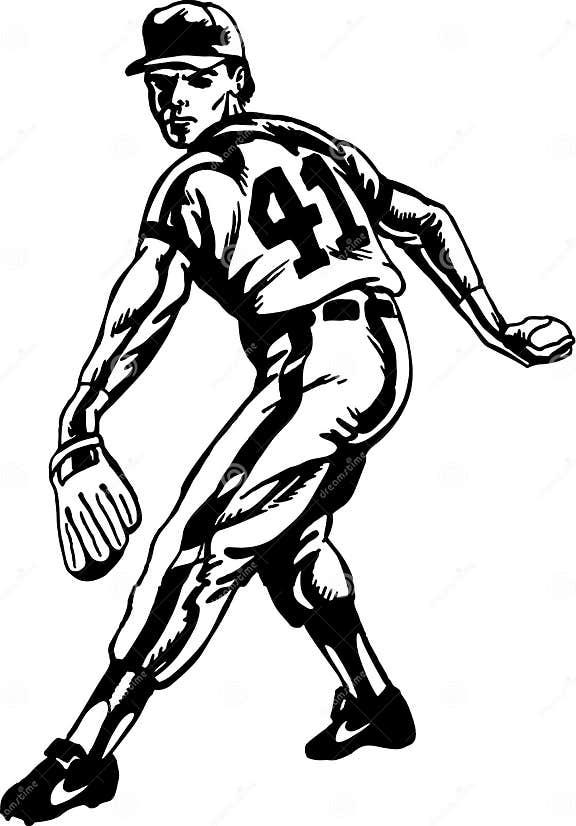 Baseball Pitcher Vector Illustration Stock Vector - Illustration of ...