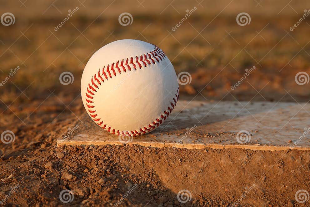 Baseball on Pitchers Mound Rubber Stock Image - Image of pitcher ...