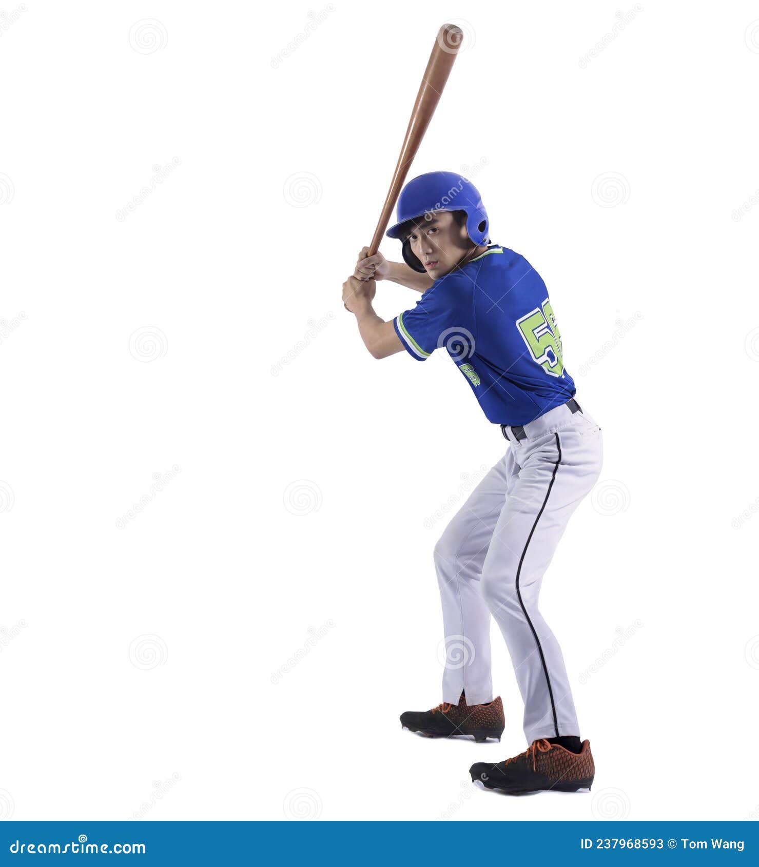 Baseball Player in Action and Isolated on White Stock Image - Image of ...