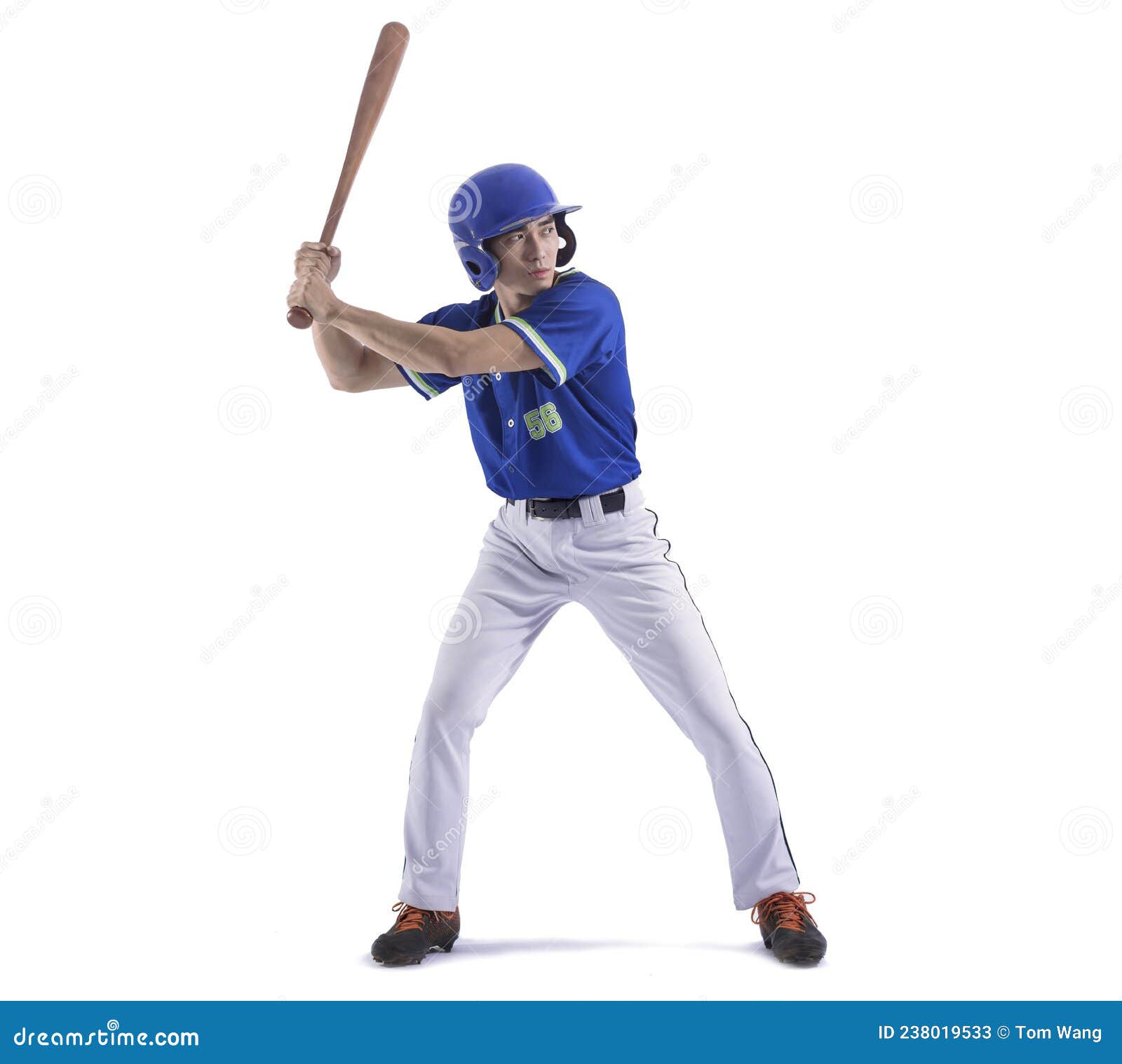 Baseball Player in Action and Isolated on White Stock Image - Image of ...