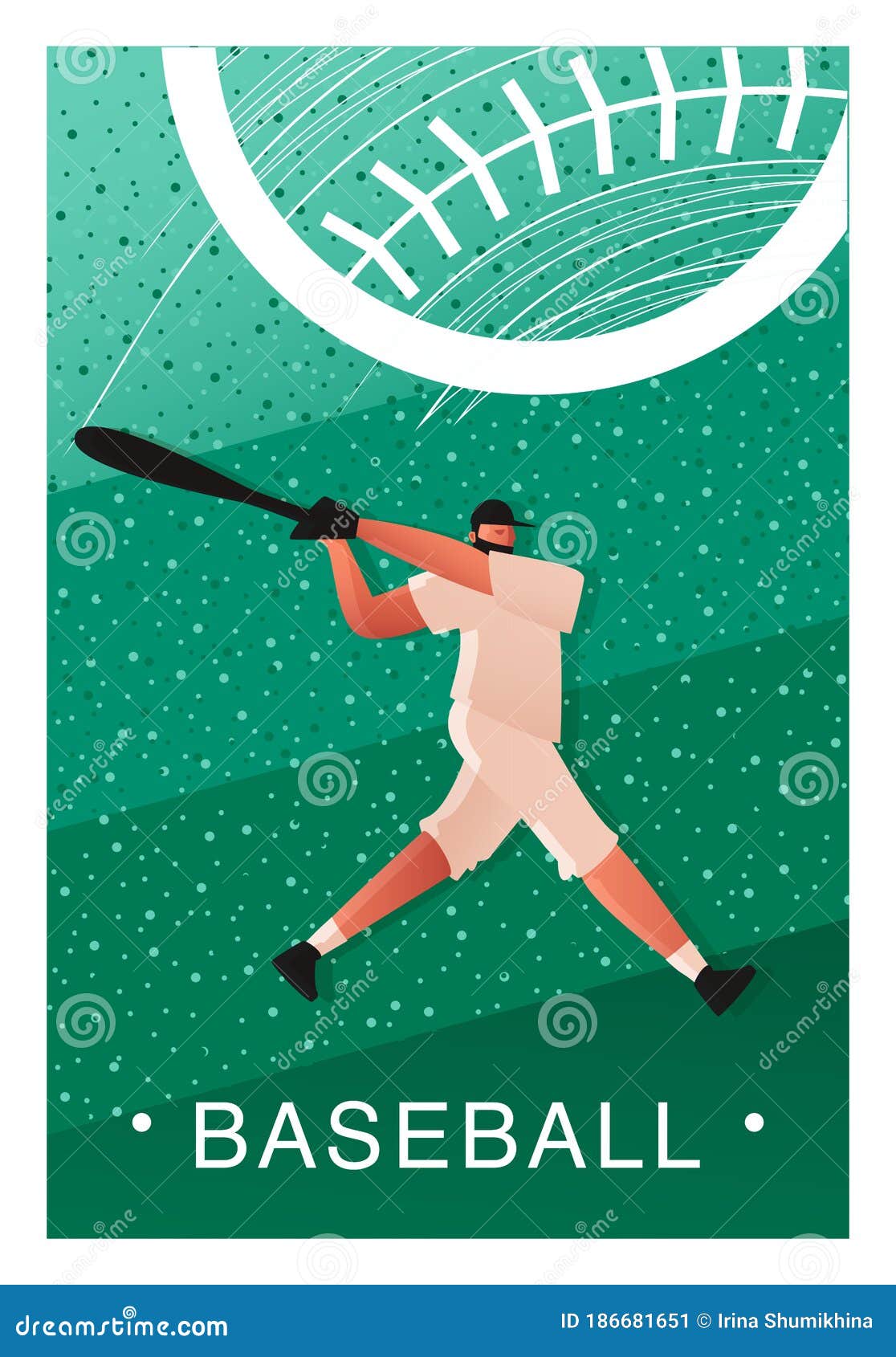A Baseball Player Attacks with a Bat. Ticket or Poster for a Baseball ...