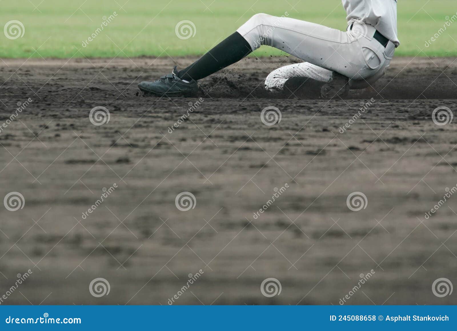 Baseball Player Attempting To Steal a Base Stock Photo - Image of slip ...