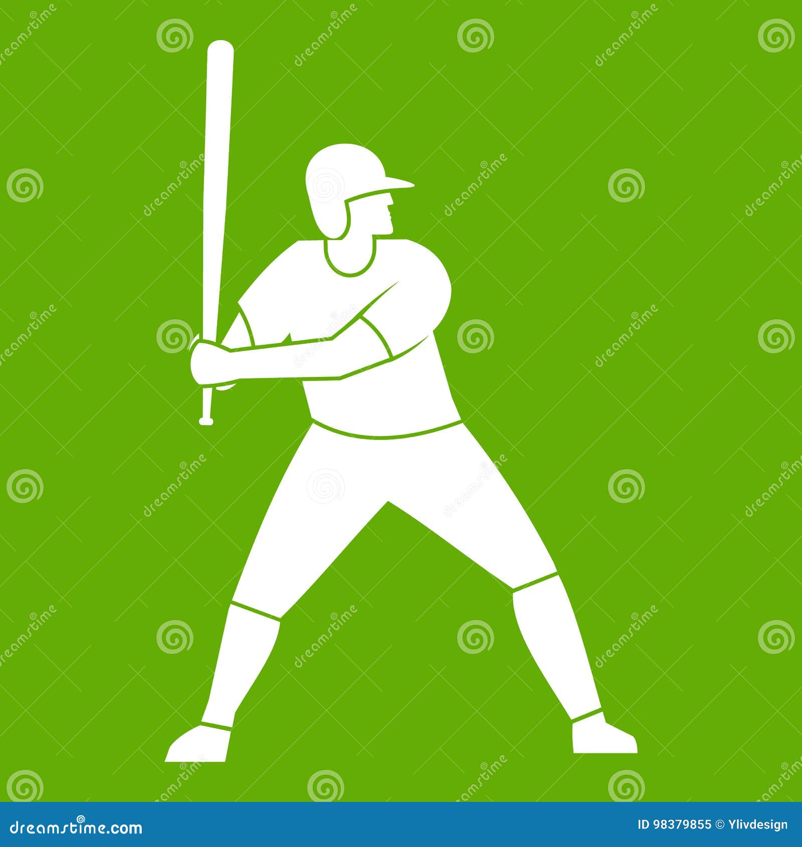 Baseball Player with Bat Icon Green Stock Vector - Illustration of ...