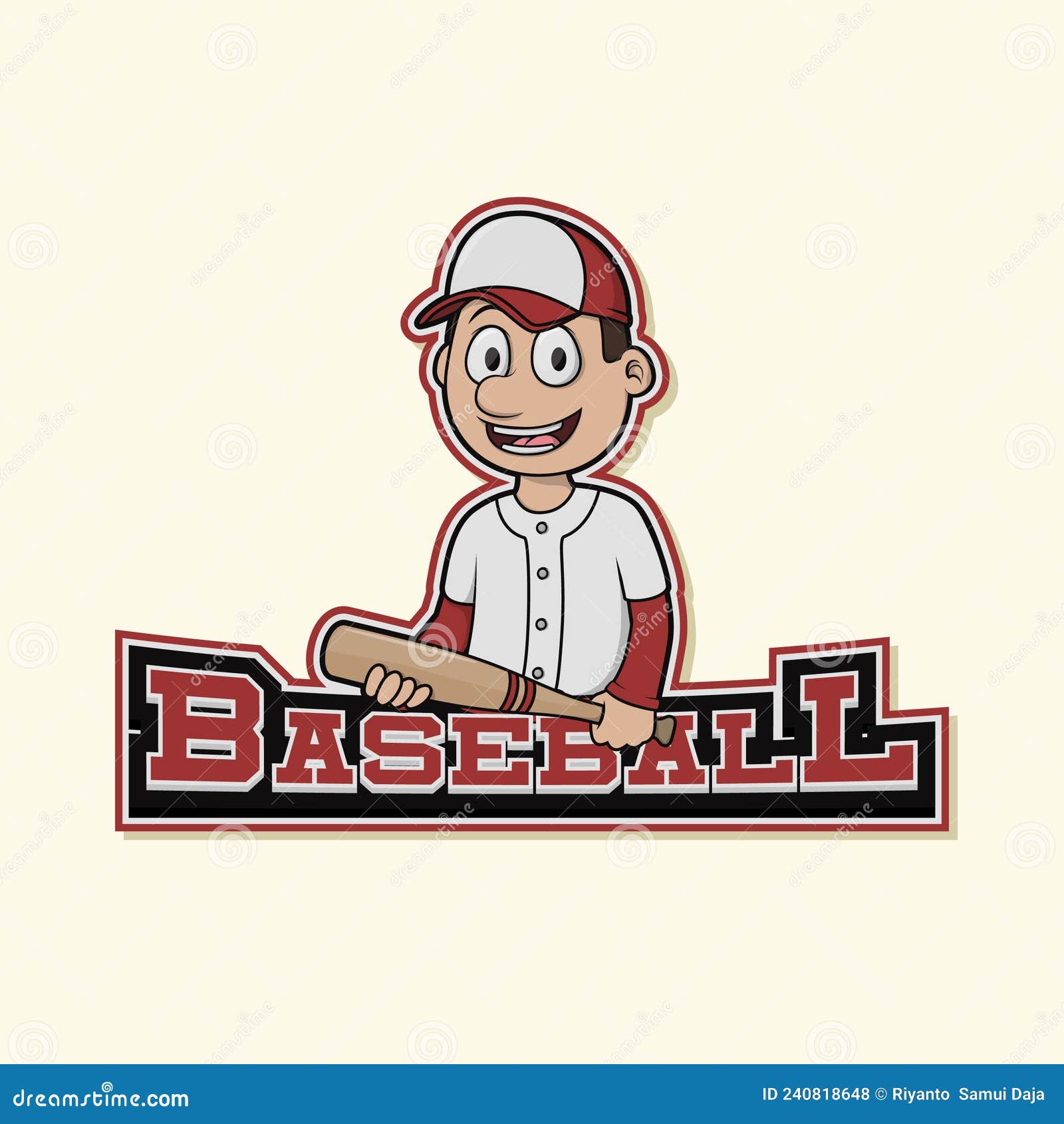 Baseball Player Boy Color Logo Illustration Design Stock Vector ...