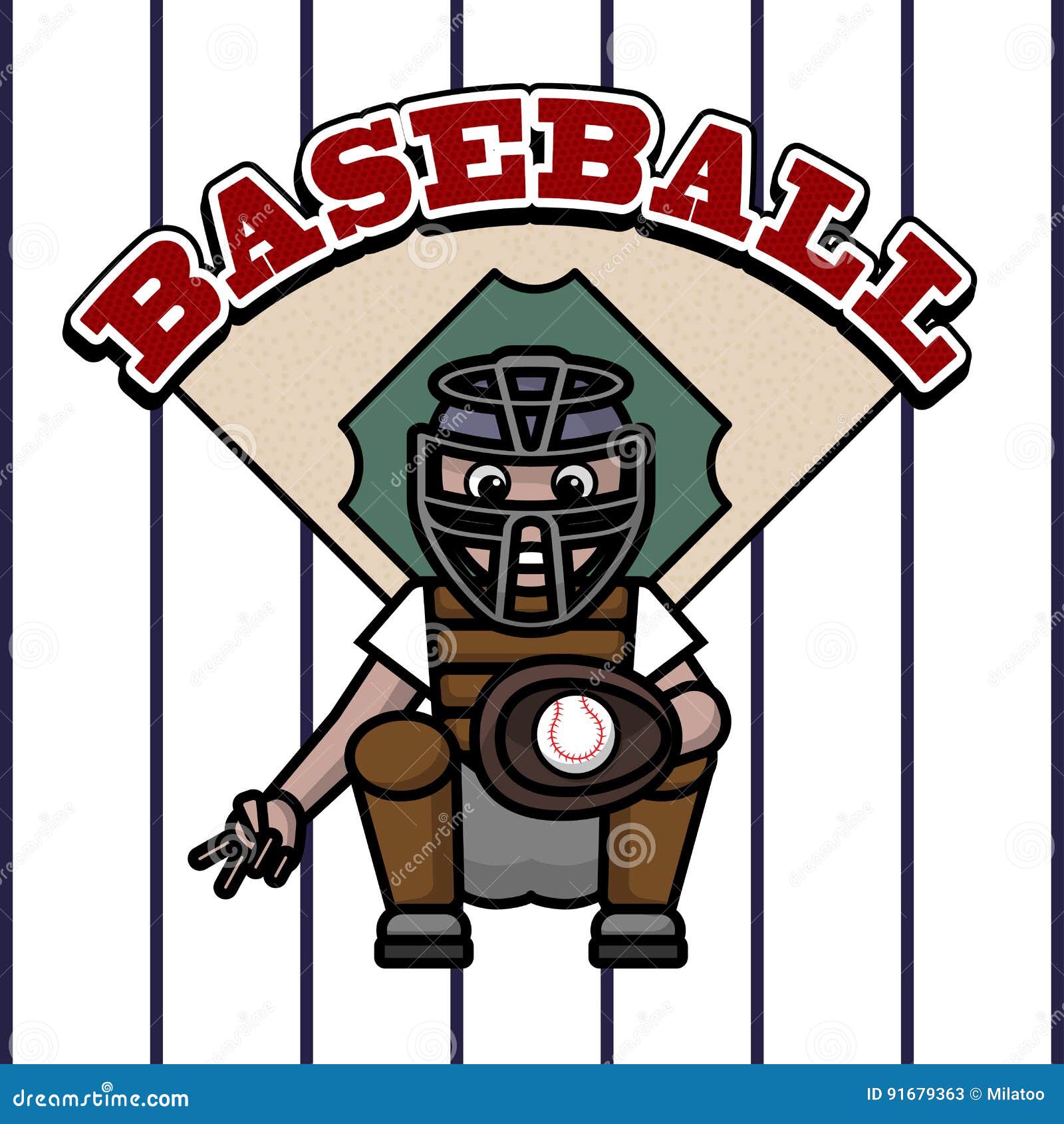 Baseball Player Caught in the Ball Stock Vector - Illustration of home ...