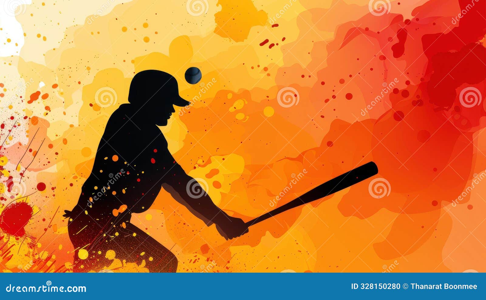 Baseball Player Hits Ball in an Exploding Galaxy Nebula Illustration ...