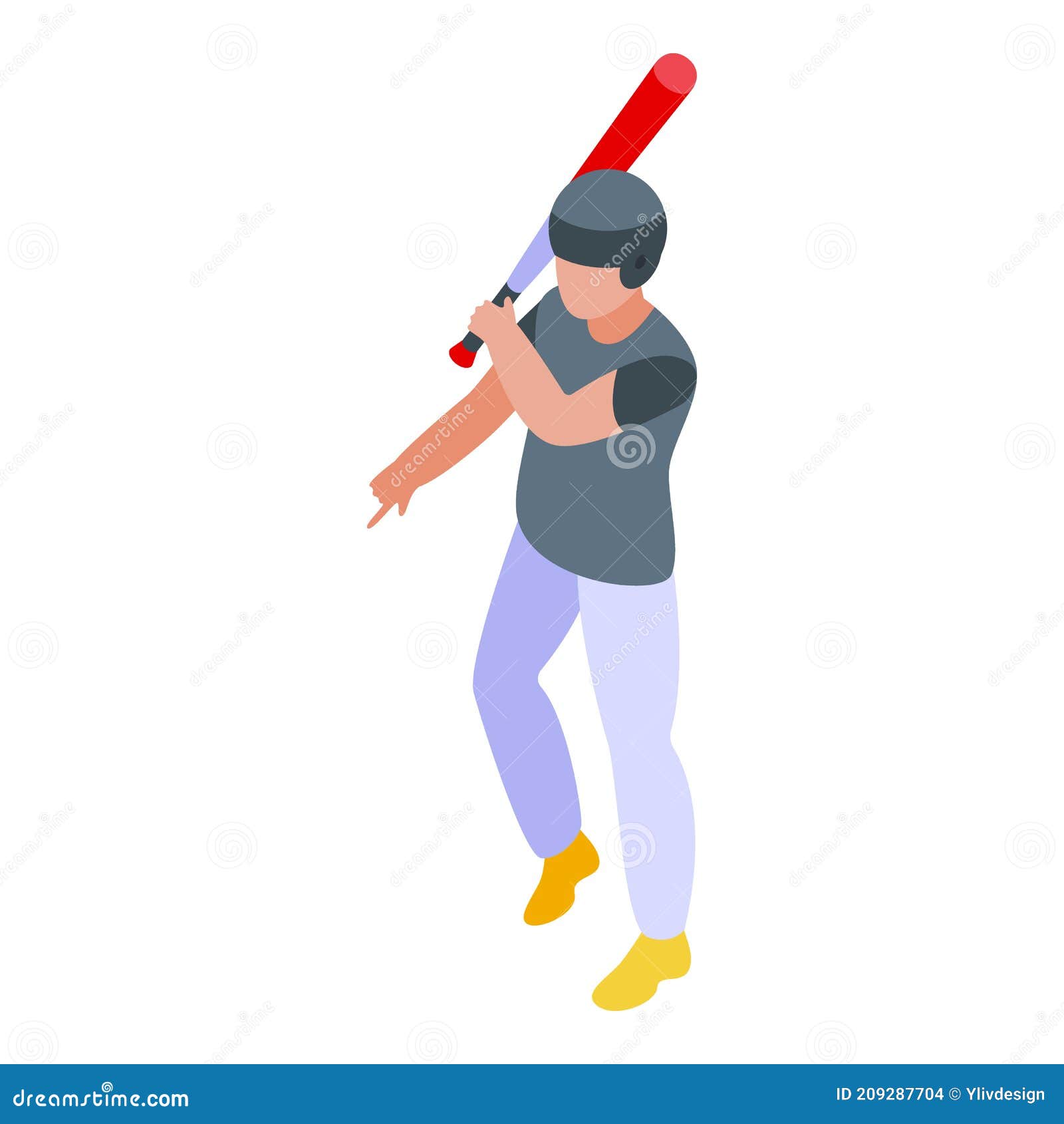 Baseball Player Hitter Icon, Isometric Style Stock Vector ...