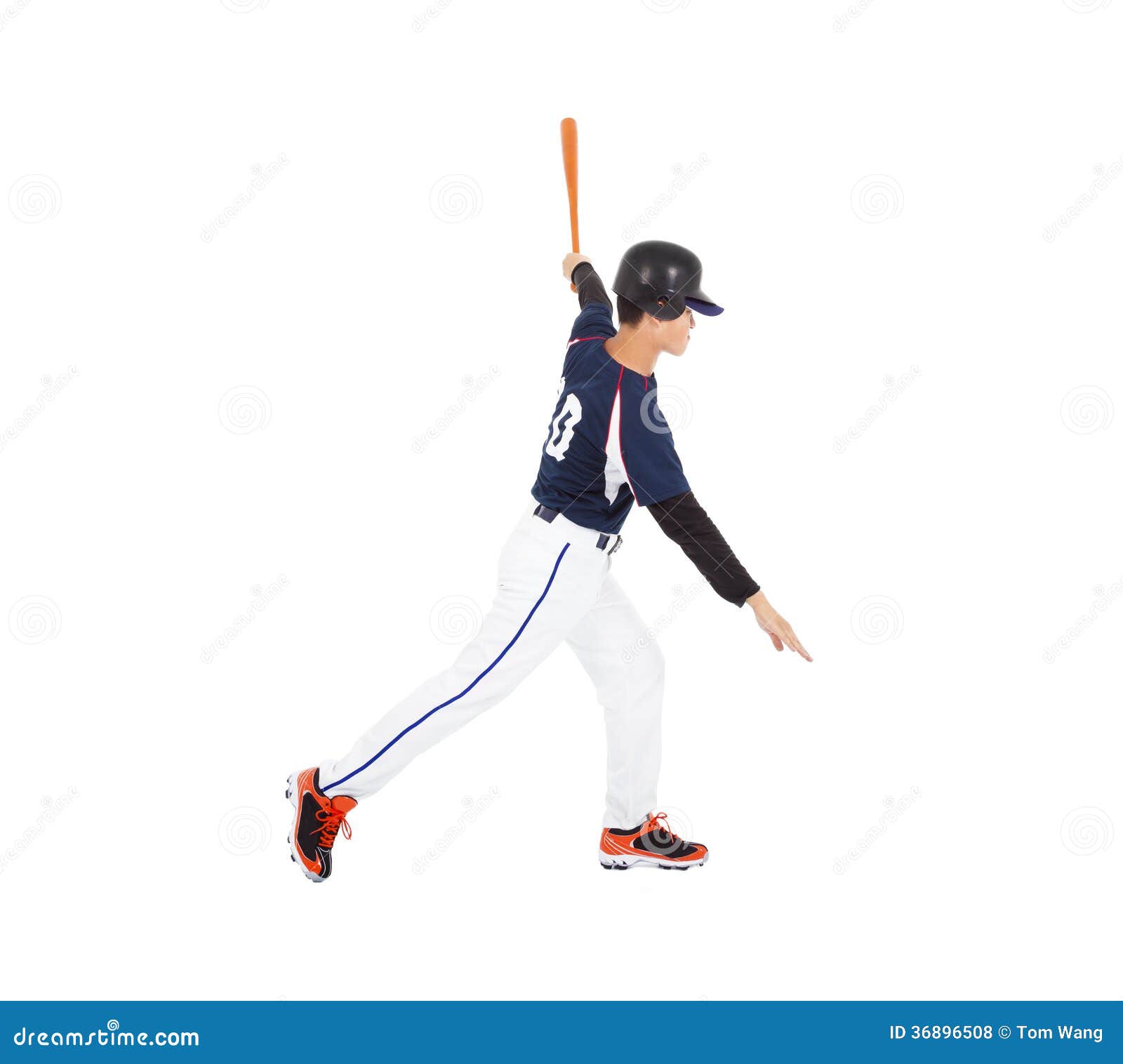 Baseball Player Hitting Ball With Bat On The Side. Royalty Free Stock ...