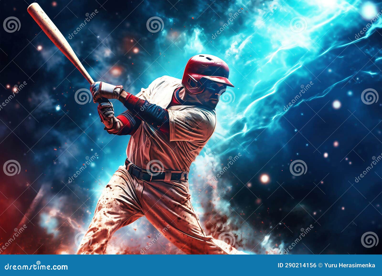 Photo of a Baseball Player with a Bat on a Field Stock Illustration ...