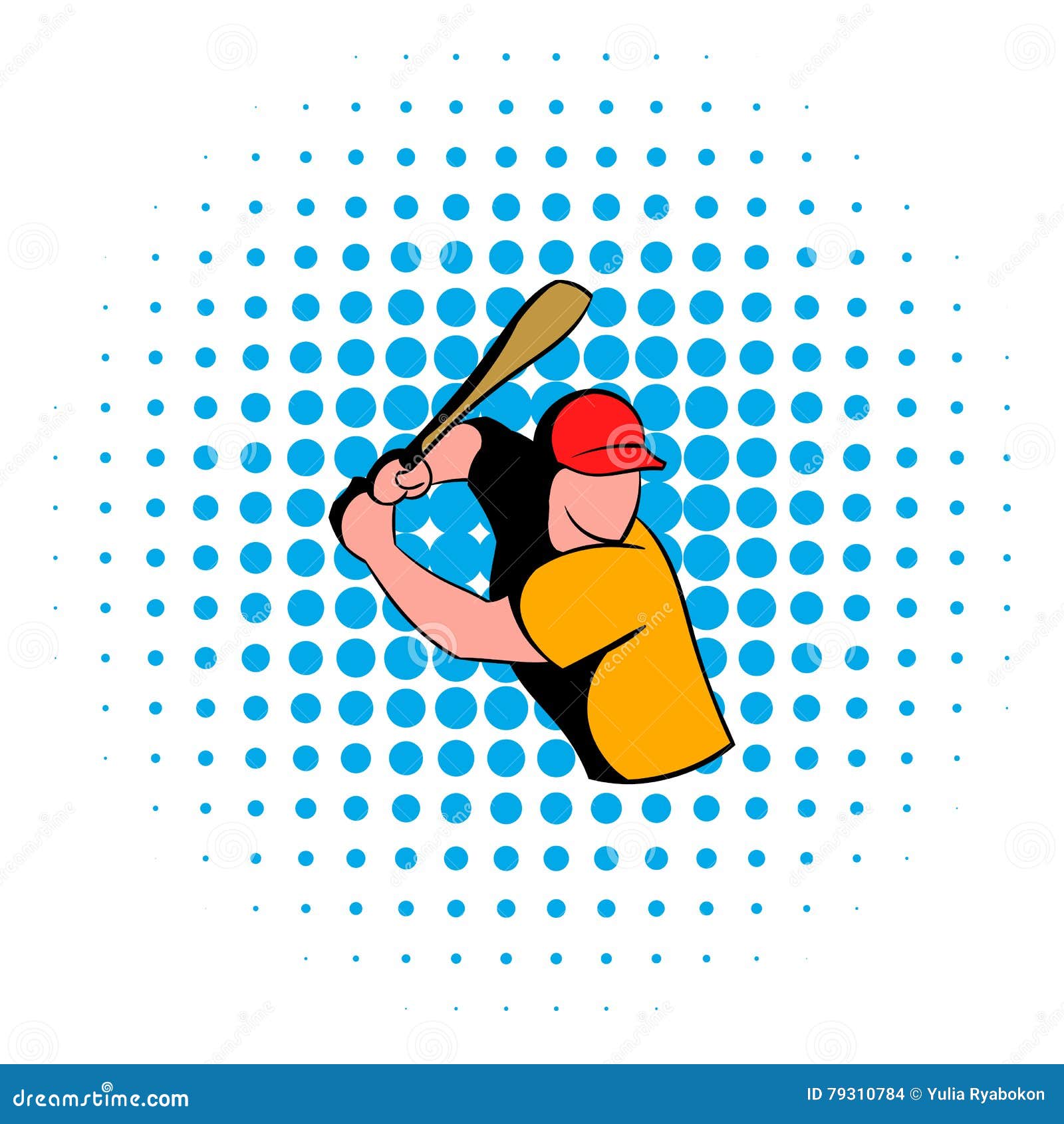 Baseball Player Icon, Comics Style Stock Vector - Illustration of pitch ...