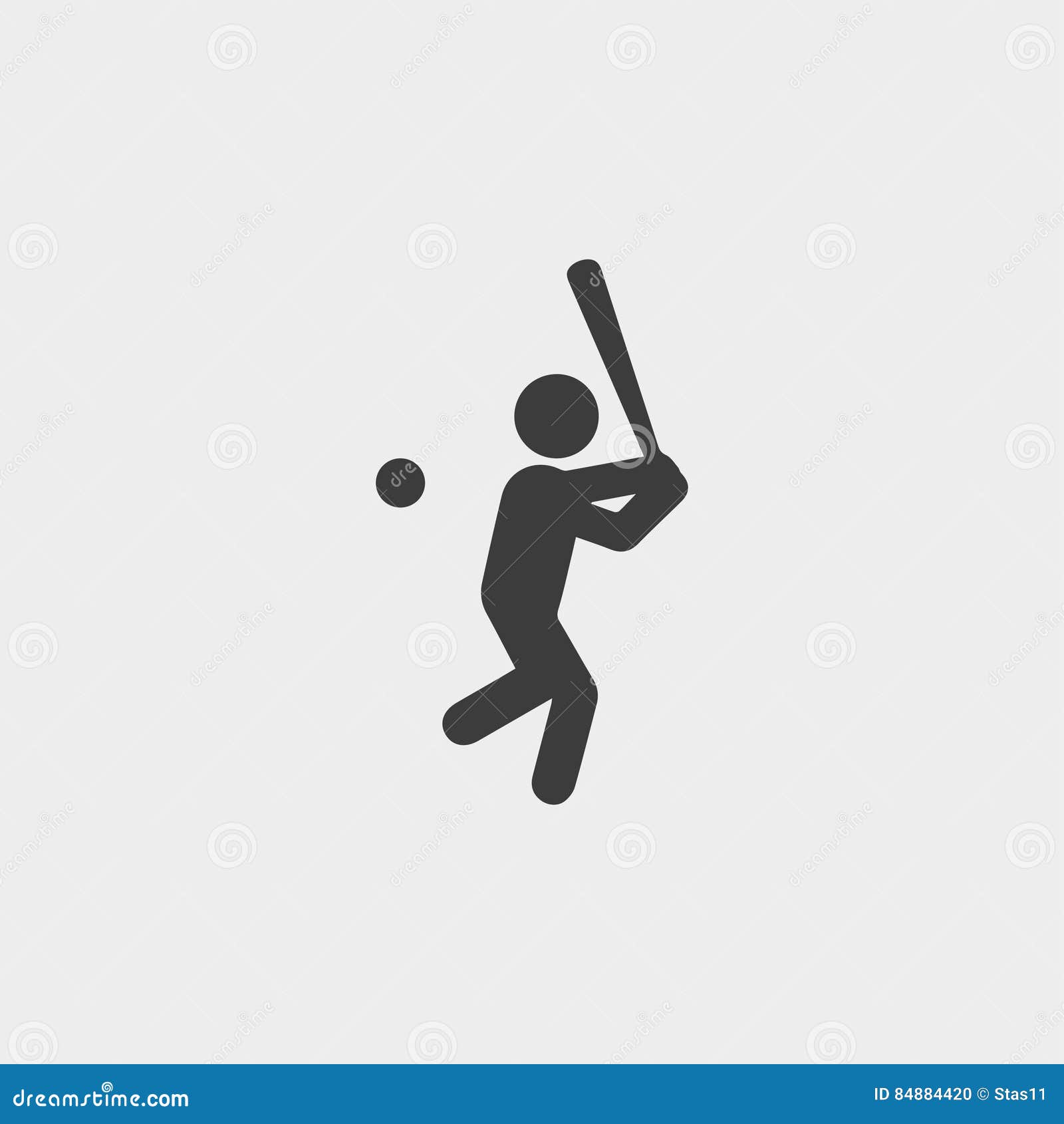Baseball Player Icon in a Flat Design in Black Color. Vector ...