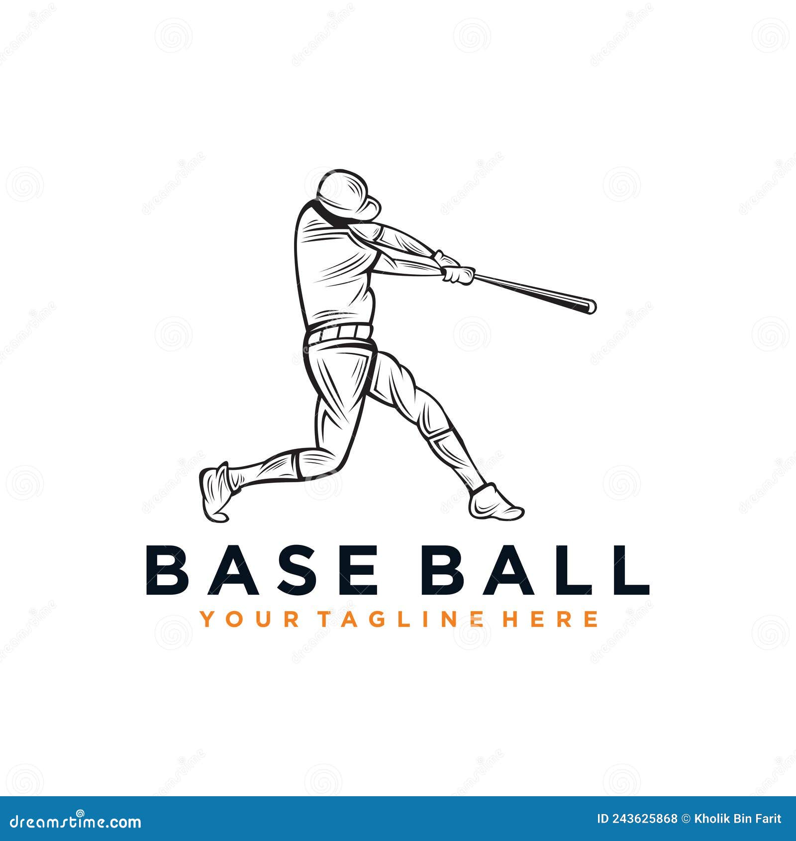Baseball Player Logo Vector Design Template Stock Vector - Illustration ...