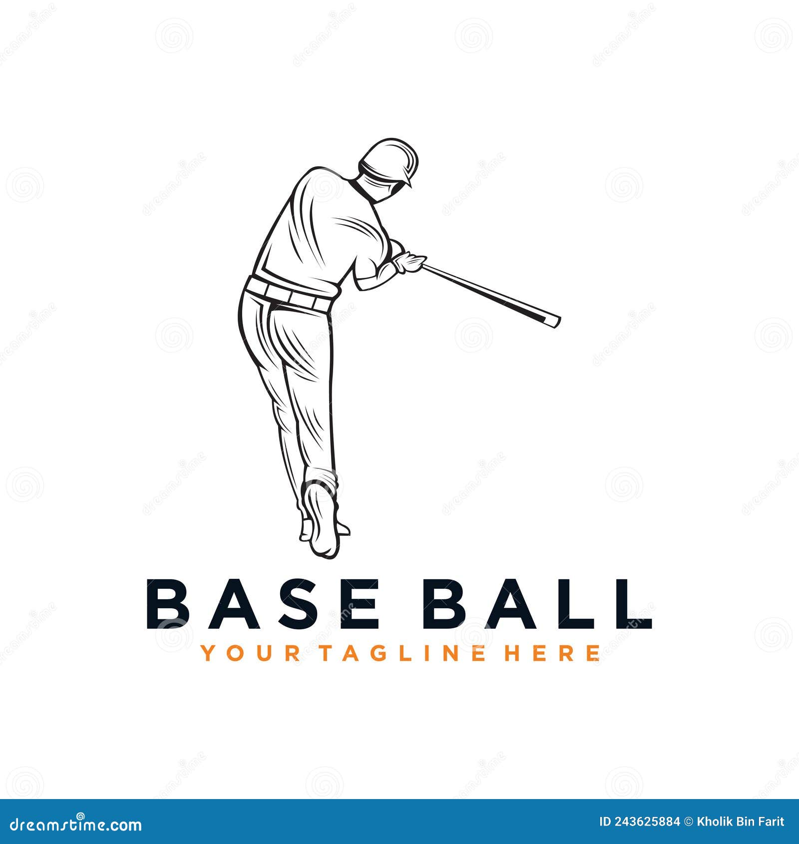 Baseball Player Logo Vector Design Template Stock Vector - Illustration ...