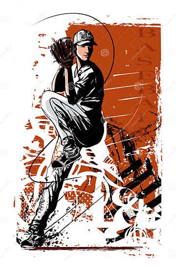 Baseball Player on One Leg before Pitch Stock Vector - Illustration of ...