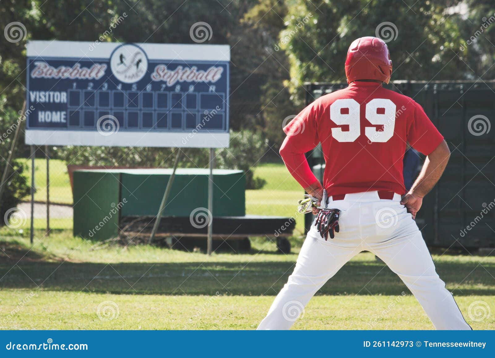 A Baseball Player on the Pitch Standing with His Back Towards Camera ...