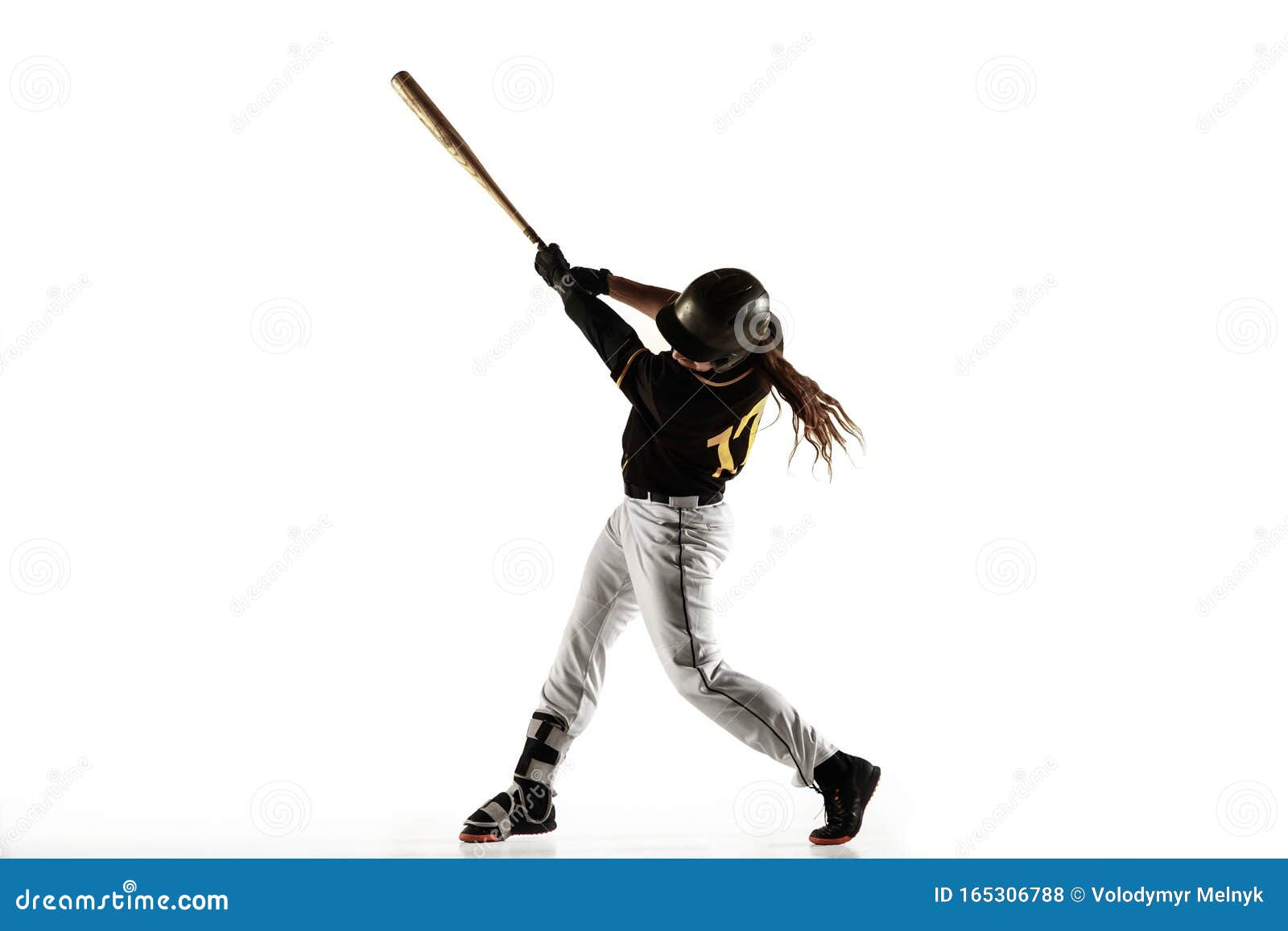 Baseball Player, Pitcher in a Black Uniform Practicing on a White ...