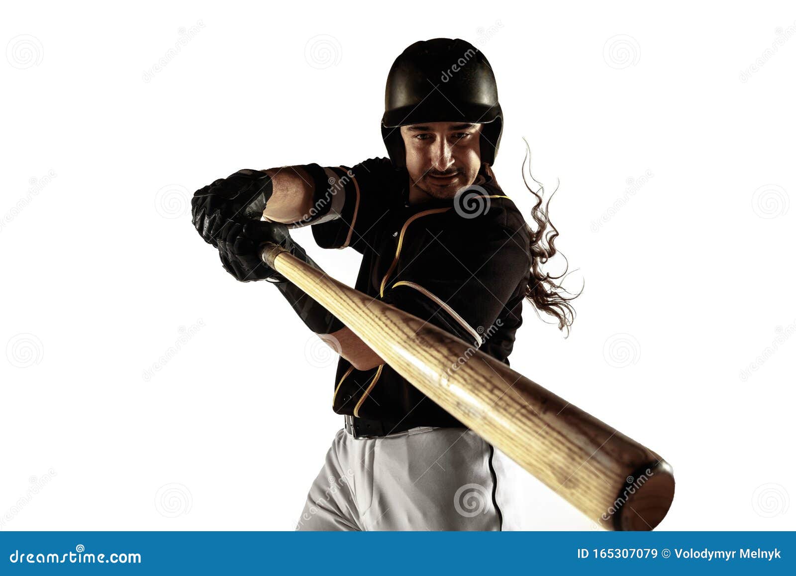 Baseball Player, Pitcher in a Black Uniform Practicing on a White ...
