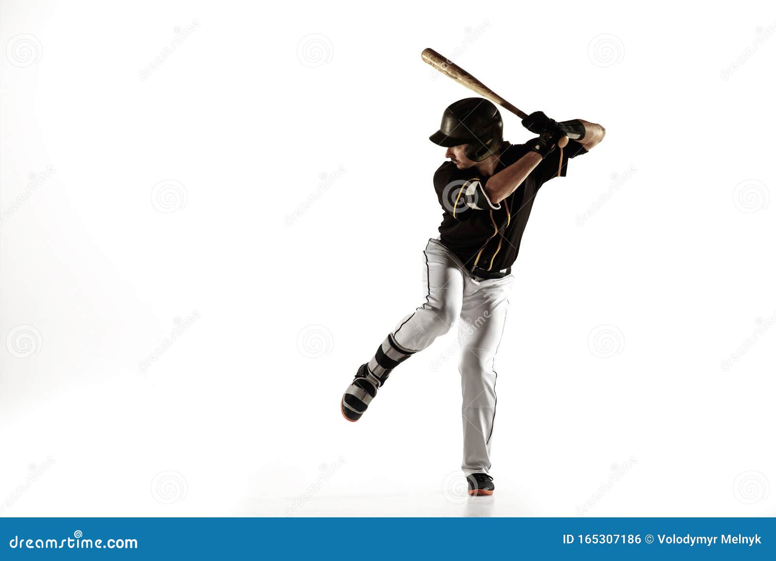 Baseball Player, Pitcher in a Black Uniform Practicing on a White ...