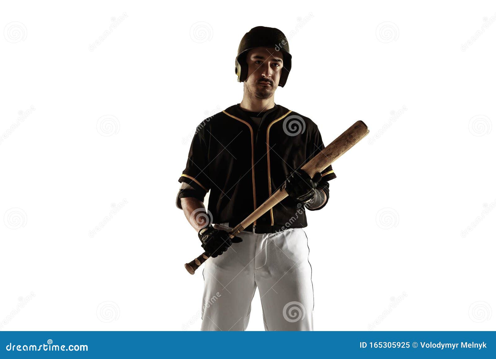 Baseball Player, Pitcher in a Black Uniform Practicing on a White ...