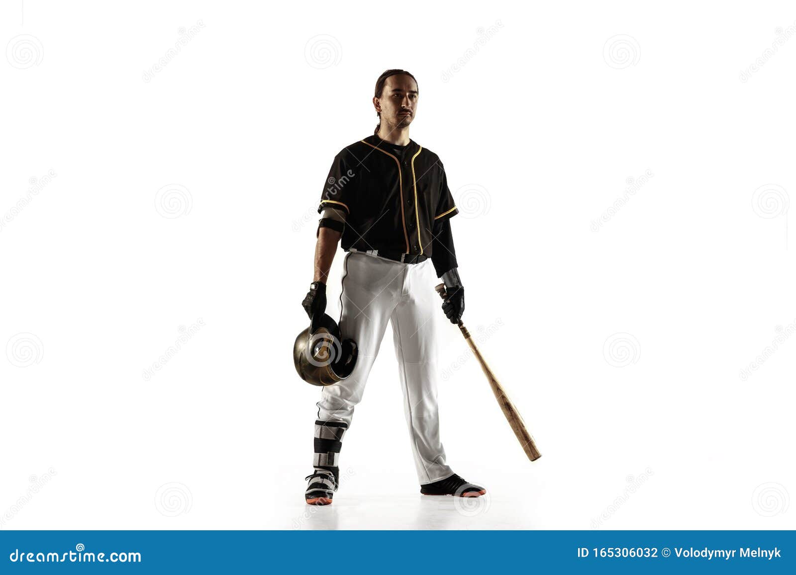Baseball Player, Pitcher in a Black Uniform Practicing on a White ...
