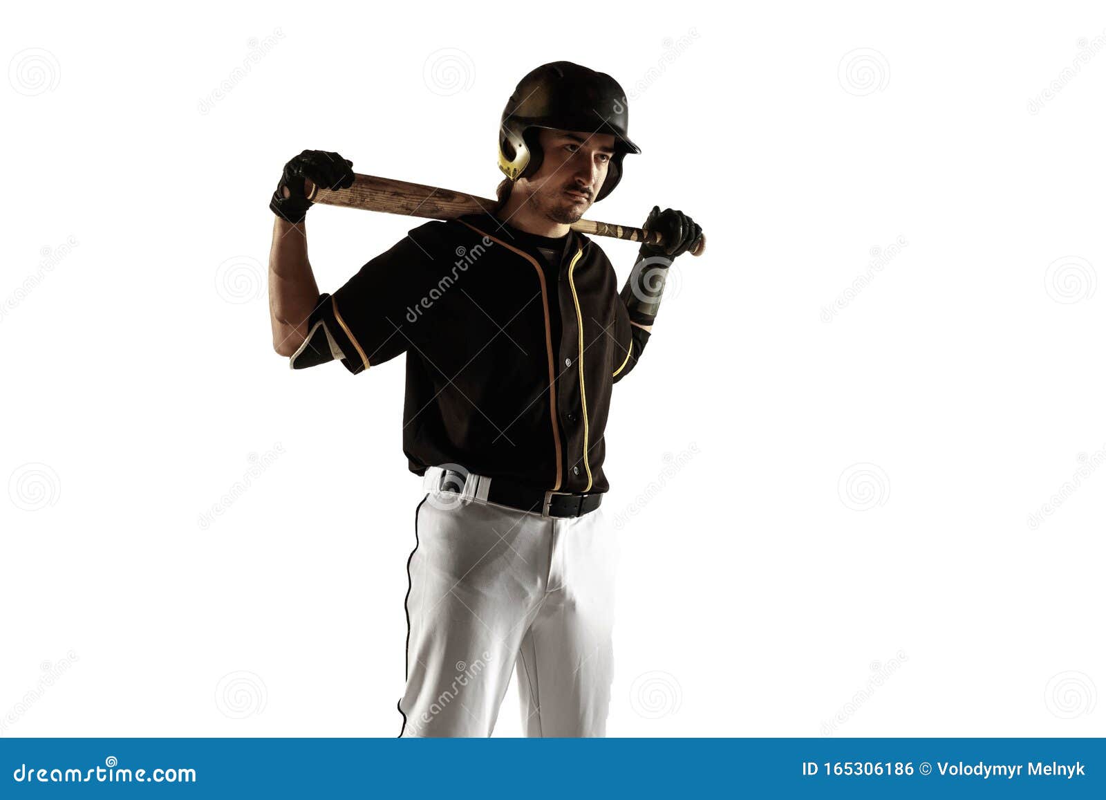 Baseball Player, Pitcher in a Black Uniform Practicing on a White ...