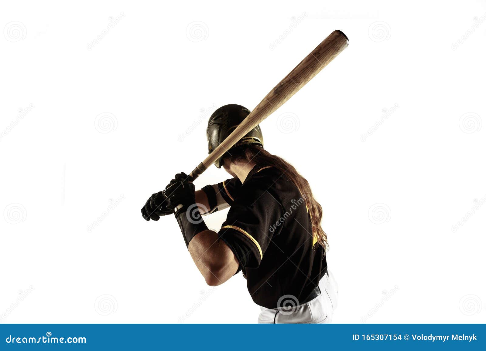 Baseball Player, Pitcher in a Black Uniform Practicing on a White ...
