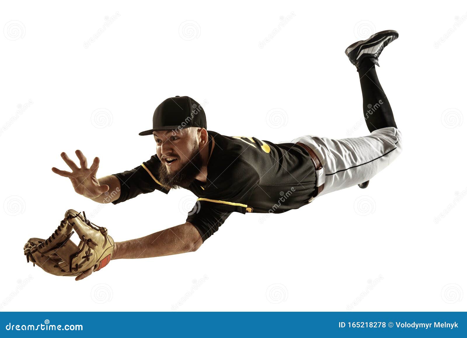 Baseball Player, Pitcher in a Black Uniform Practicing on a White ...