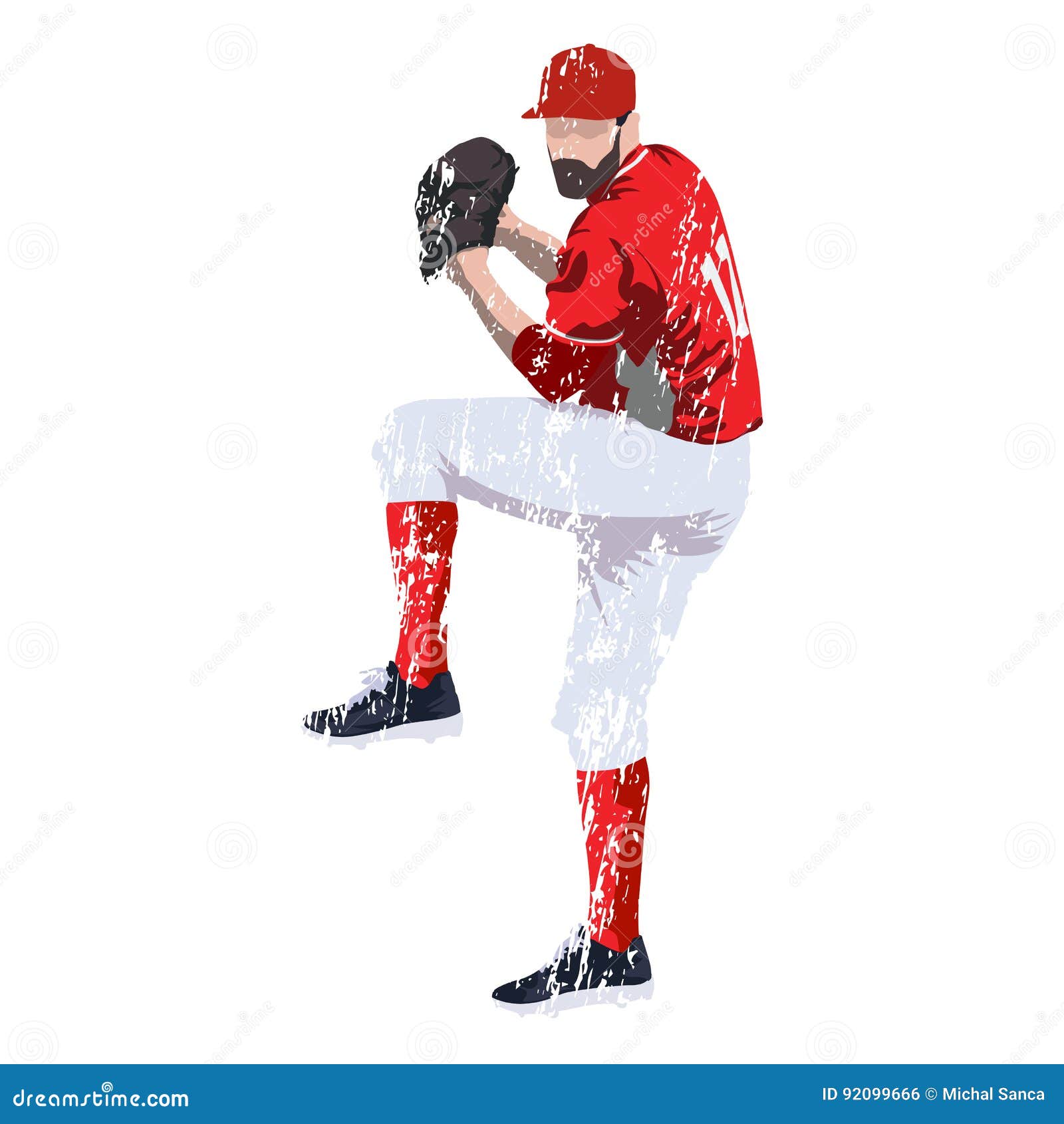 Baseball Player Pitcher in Red Jersey Stock Vector - Illustration of ...