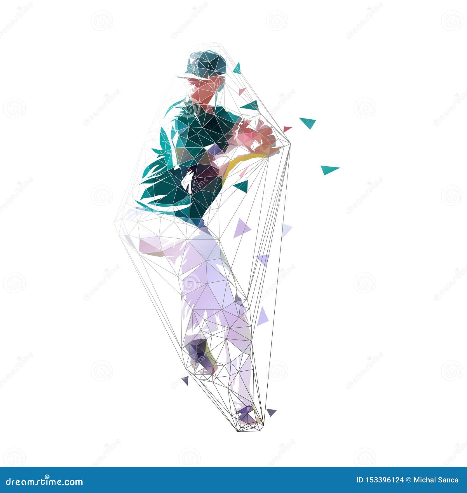 Baseball Player, Pitcher Throwing Ball, Low Poly Isolate Vector ...
