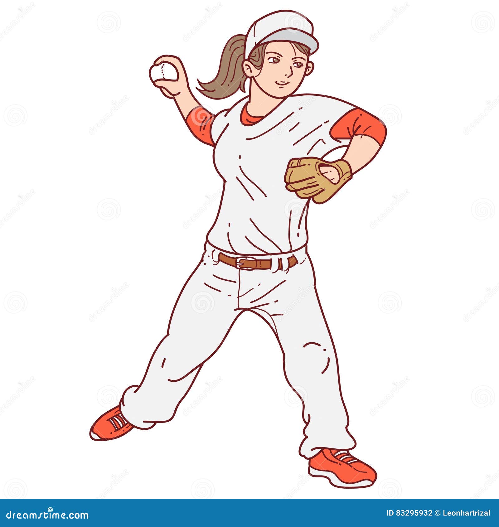 Baseball Player Pitcher Woman Stock Vector - Illustration of belt ...