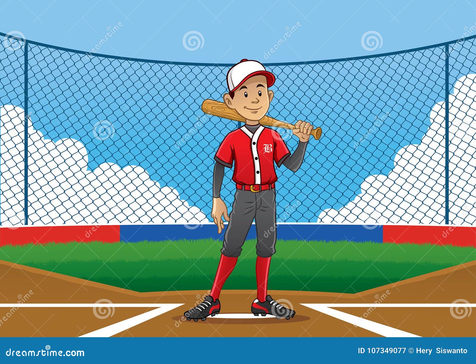 Baseball Player Pose On The Pitch Cartoon Vector | CartoonDealer.com ...