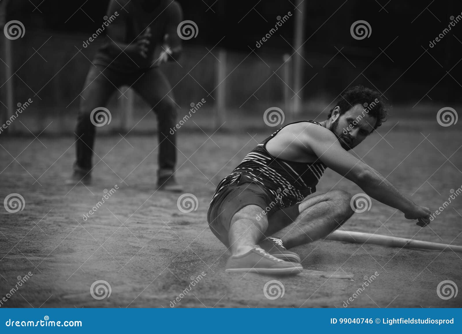 Player Reaching Base during Game on Court Stock Photo - Image of ...