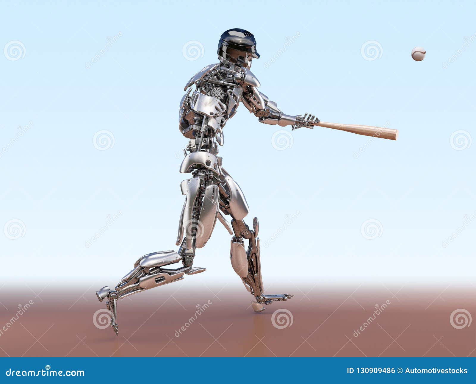 Baseball Player Robot. Human and Cyborg Robotic Integration Concept ...