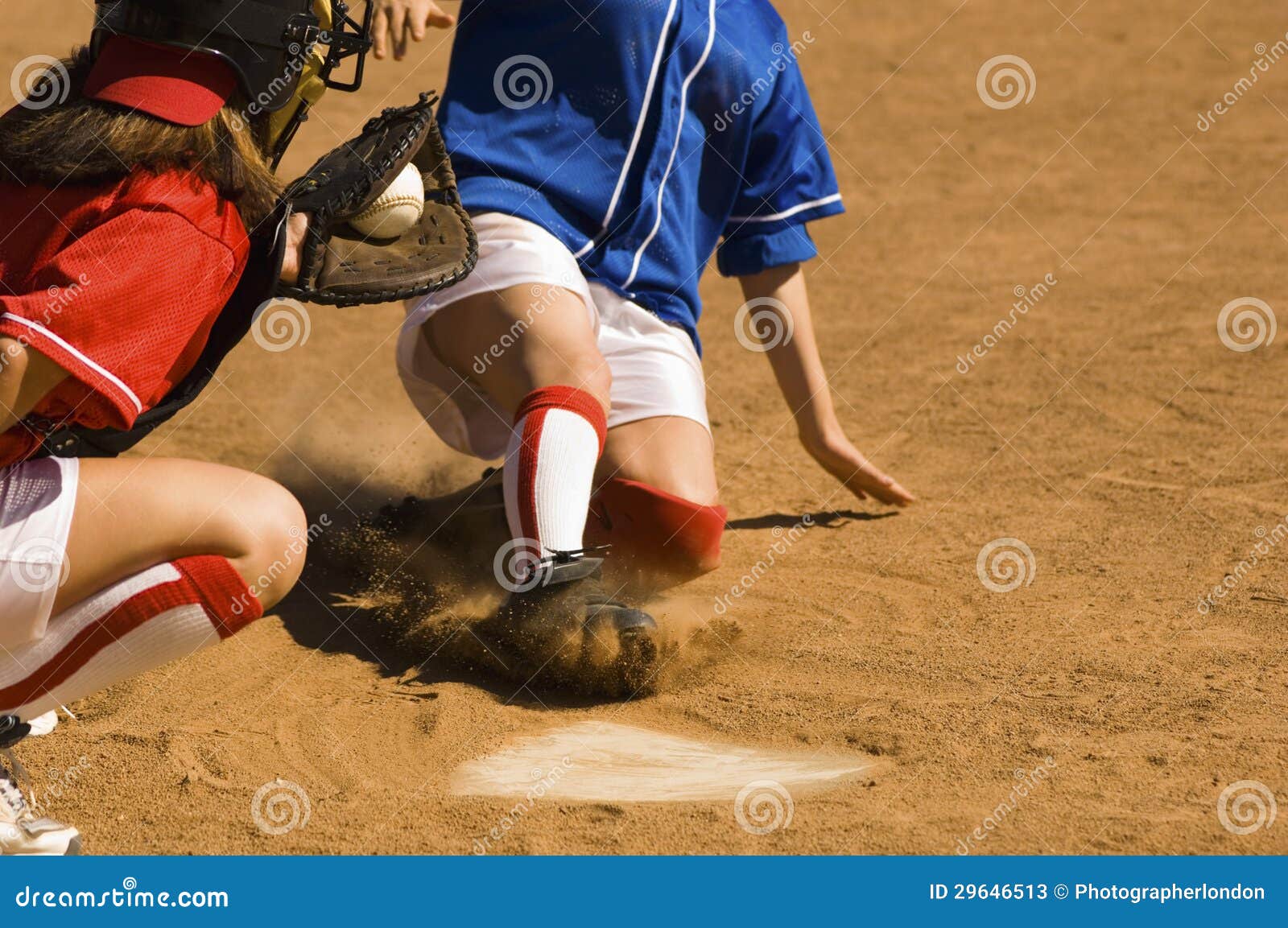 Baseball Player Running Sliding into Base Stock Image - Image of hobby ...